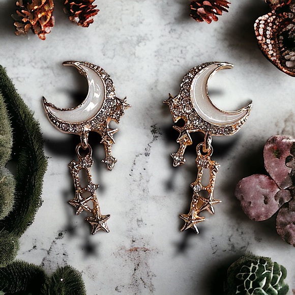 st. sun jewelry | Jewelry | New Moon Post Style Earrings With Dangle ...